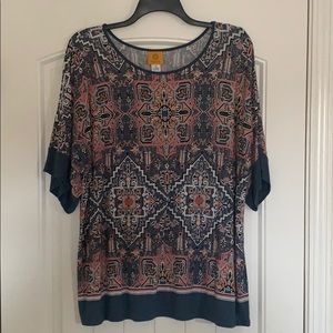 Ruby Rd. Tops | 1xl Ruby Rd Blue Black Lime Green Top Nwot | Poshmark